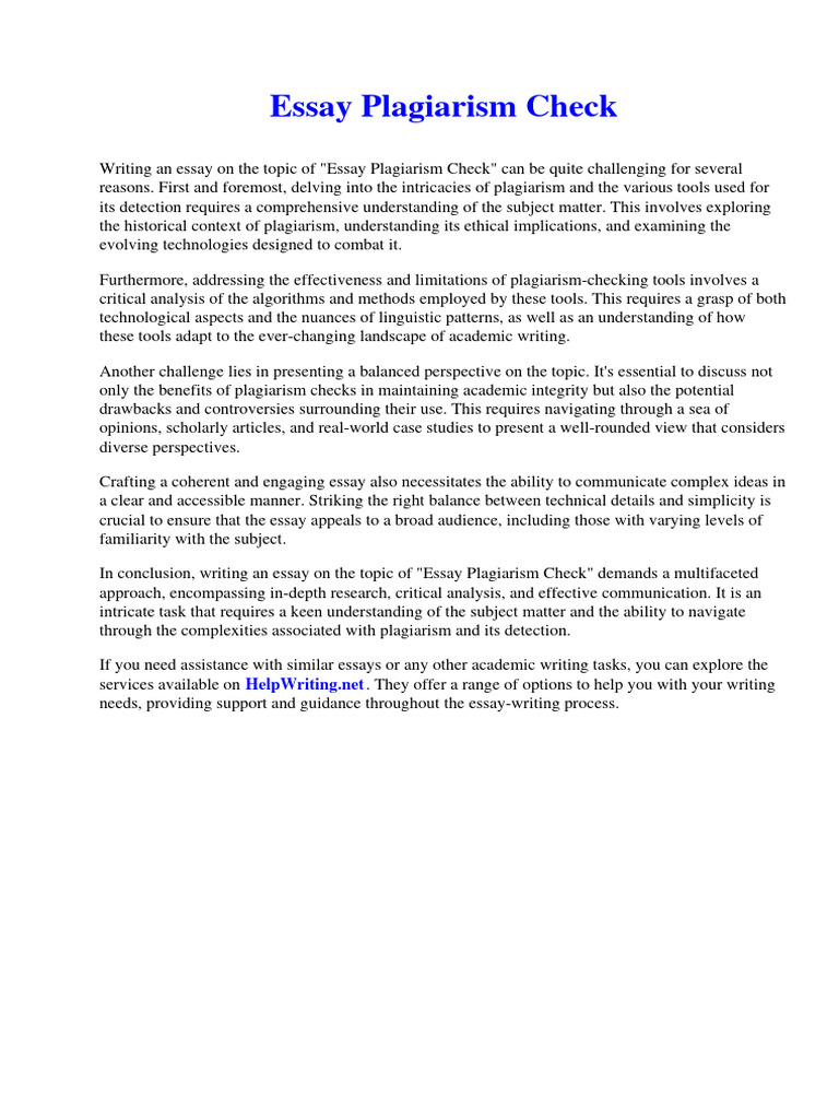 Essay Plagiarism Check | PDF | Plagiarism | Essays