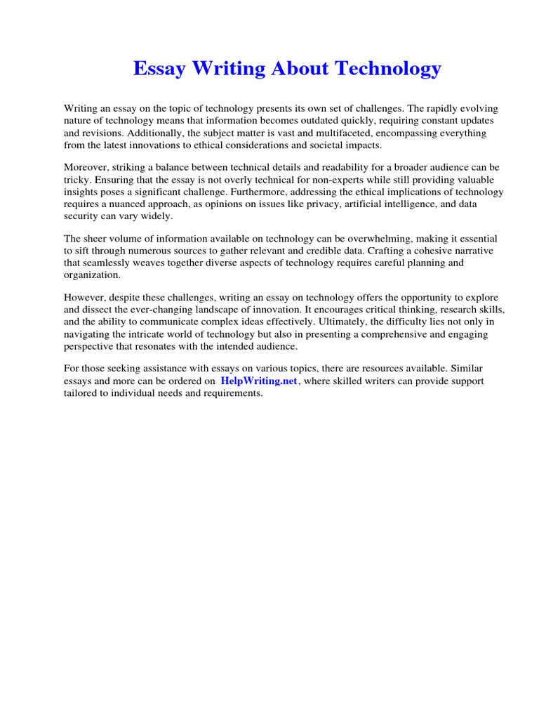 Essay Writing About Technology | PDF | Multiprotocol Label Switching ...