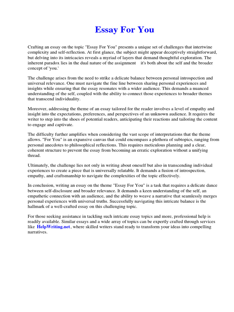 Essay For You | PDF | The New York Times | Essays