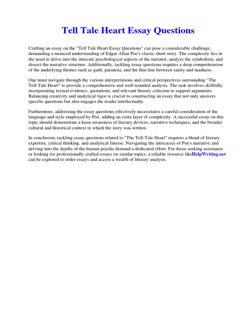 "Tell-Tale Heart" Essay Guide | PDF | Essays | Narrative