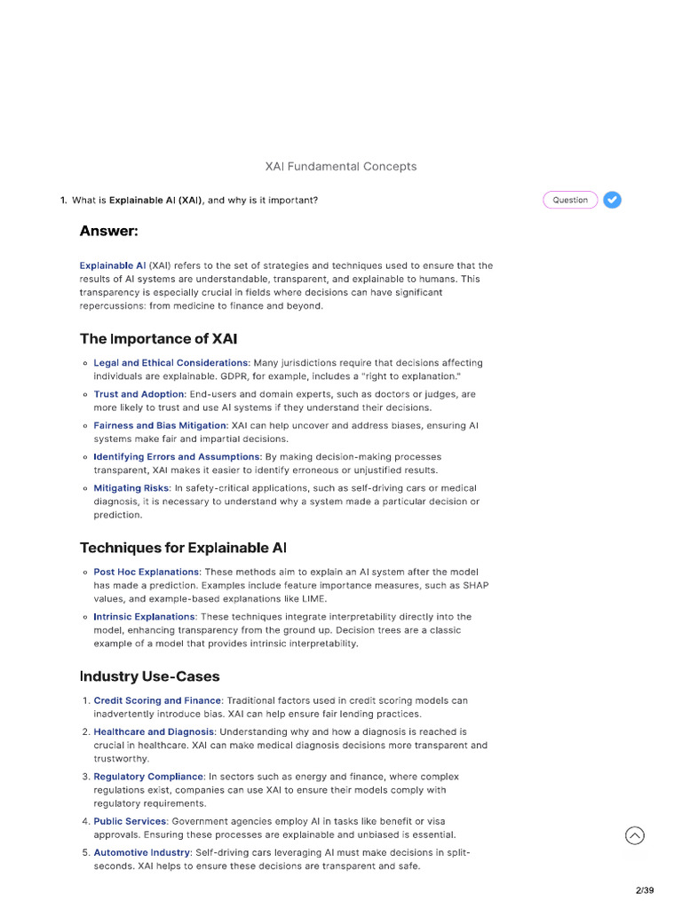 Explainable AI Question Answers | PDF