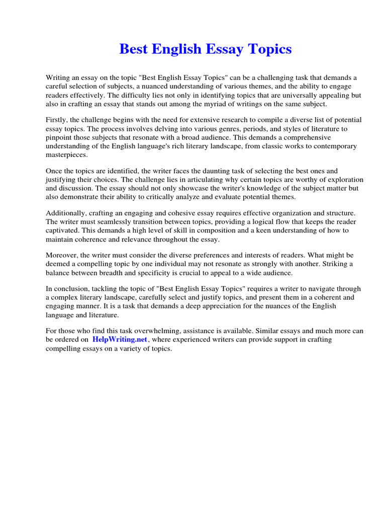 Best English Essay Topics | PDF | Cuba | Essays