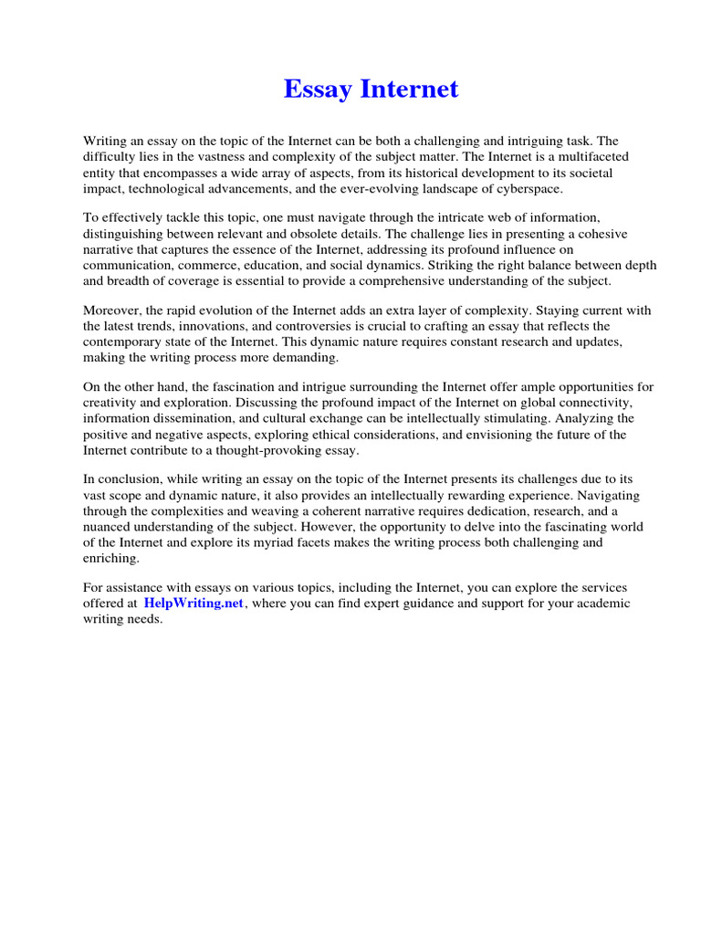 Essay Internet | PDF | Leadership | Cocoa Bean