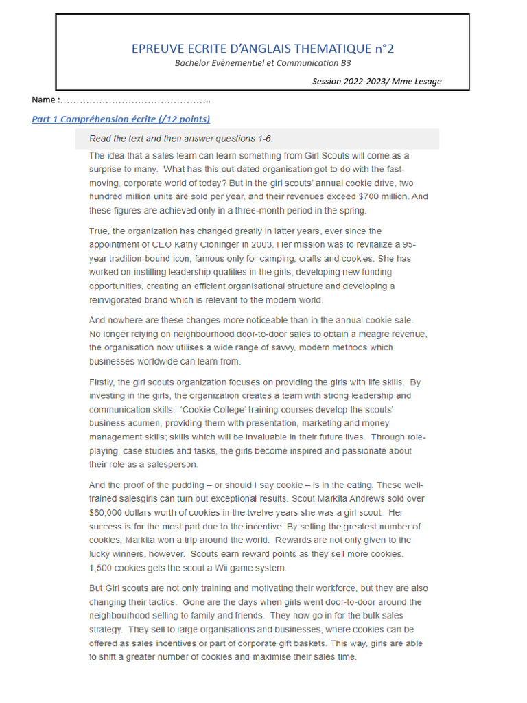 Epreuve Ecrite S2 | PDF