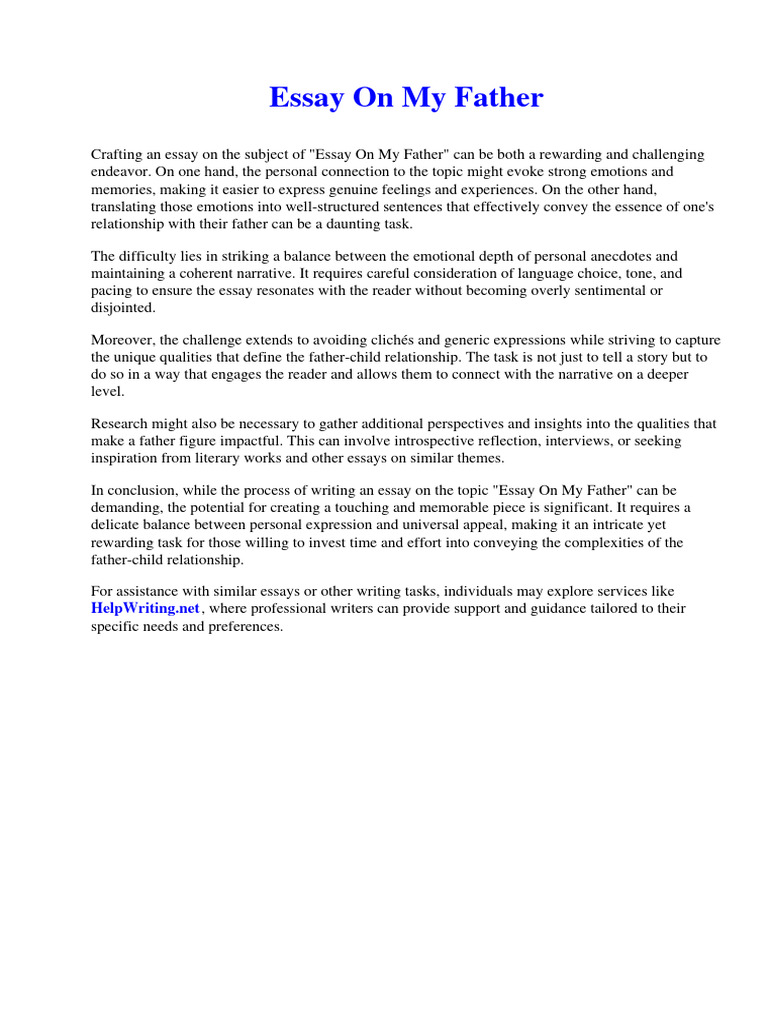 Essay On My Father | PDF | Occupational Safety And Health ...