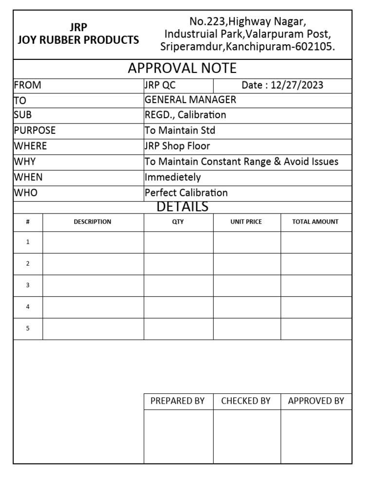 Approval Note Format | PDF | Chemistry | Materials Science