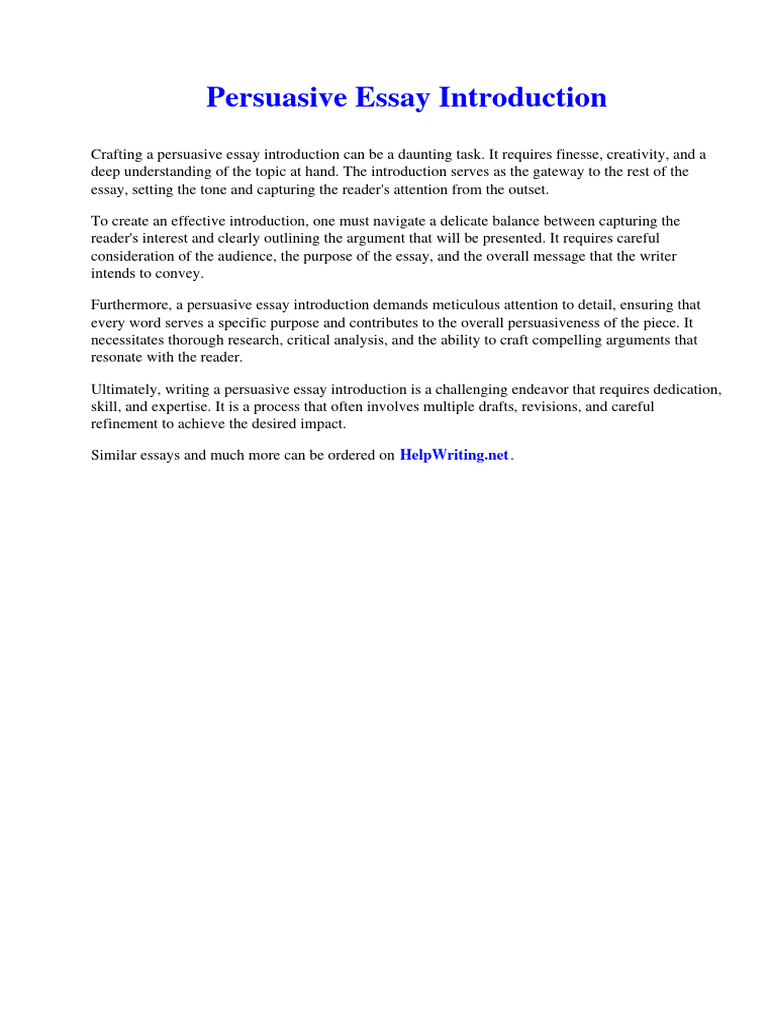 Persuasive Essay Introduction | PDF | Class (Computer Programming ...
