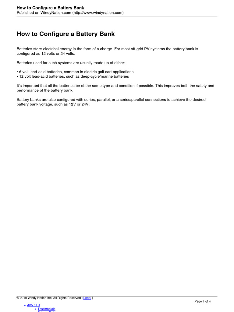 Articles - How Configure Battery Bank | PDF | Series And Parallel ...