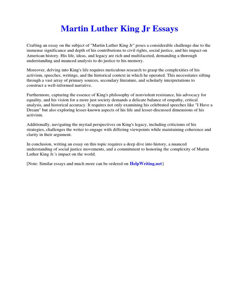Martin Luther King JR Essays | PDF