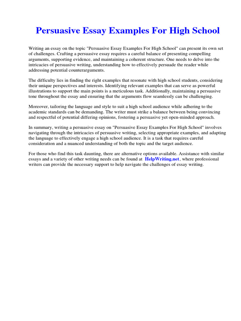 Persuasive Essay Examples For High School | PDF | Federal ...
