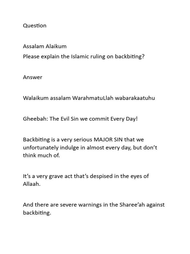 Fatwa, Backbiting. | PDF | Forgiveness | Religious Belief And Doctrine