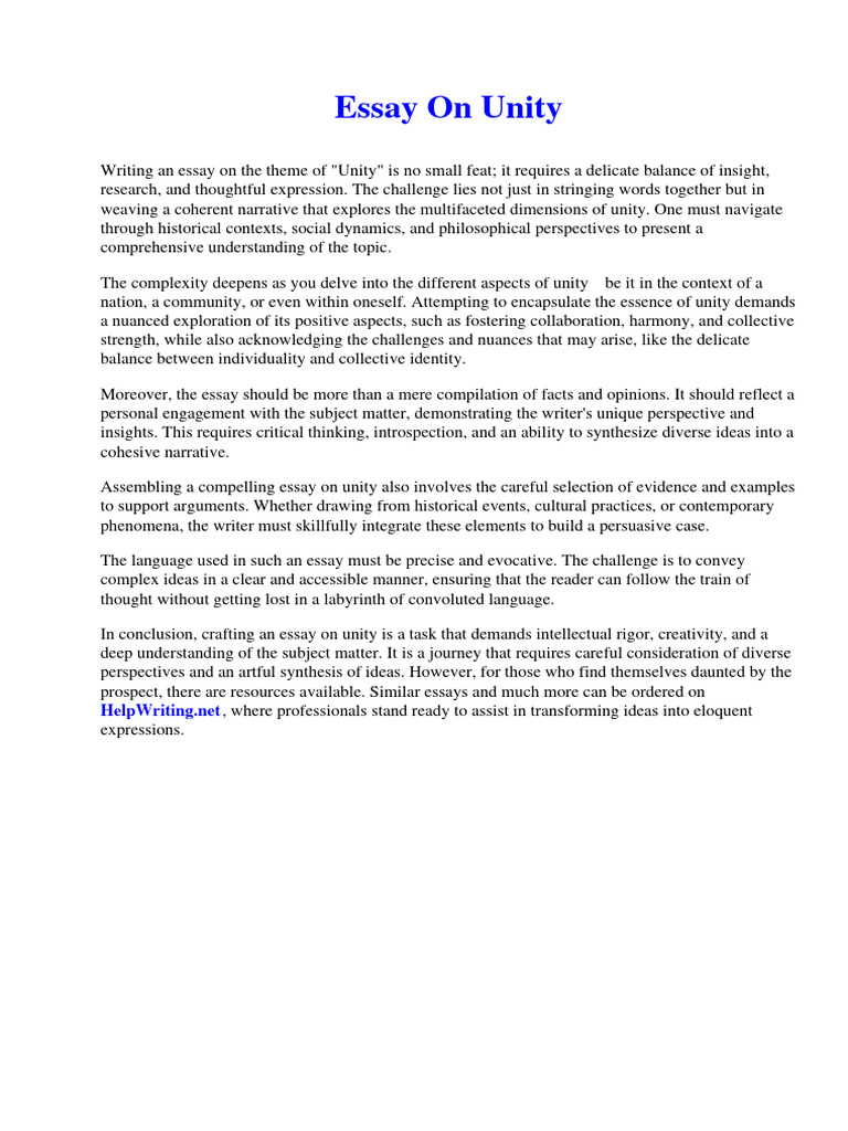 Essay On Unity | PDF | Coagulation | Slobodan Milošević