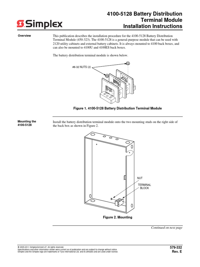 Simplex Battery Distribution Terminal Module | PDF | Equipment ...