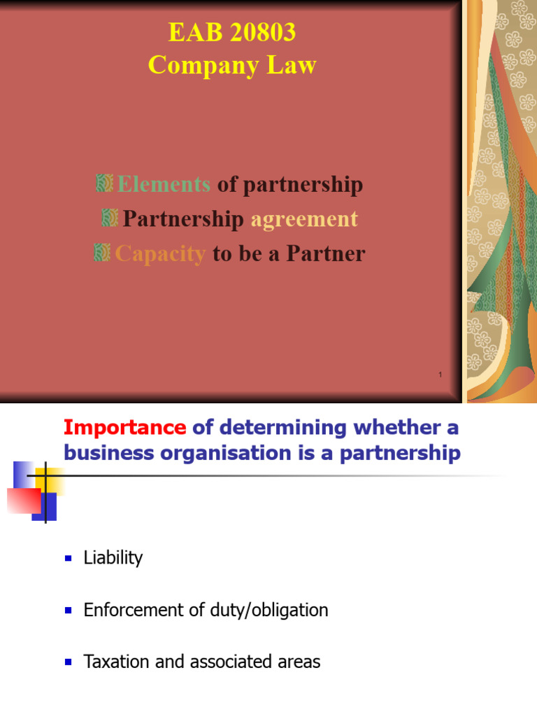 Introduction & Elements of Partnership 1 | PDF | Partnership | Private Law
