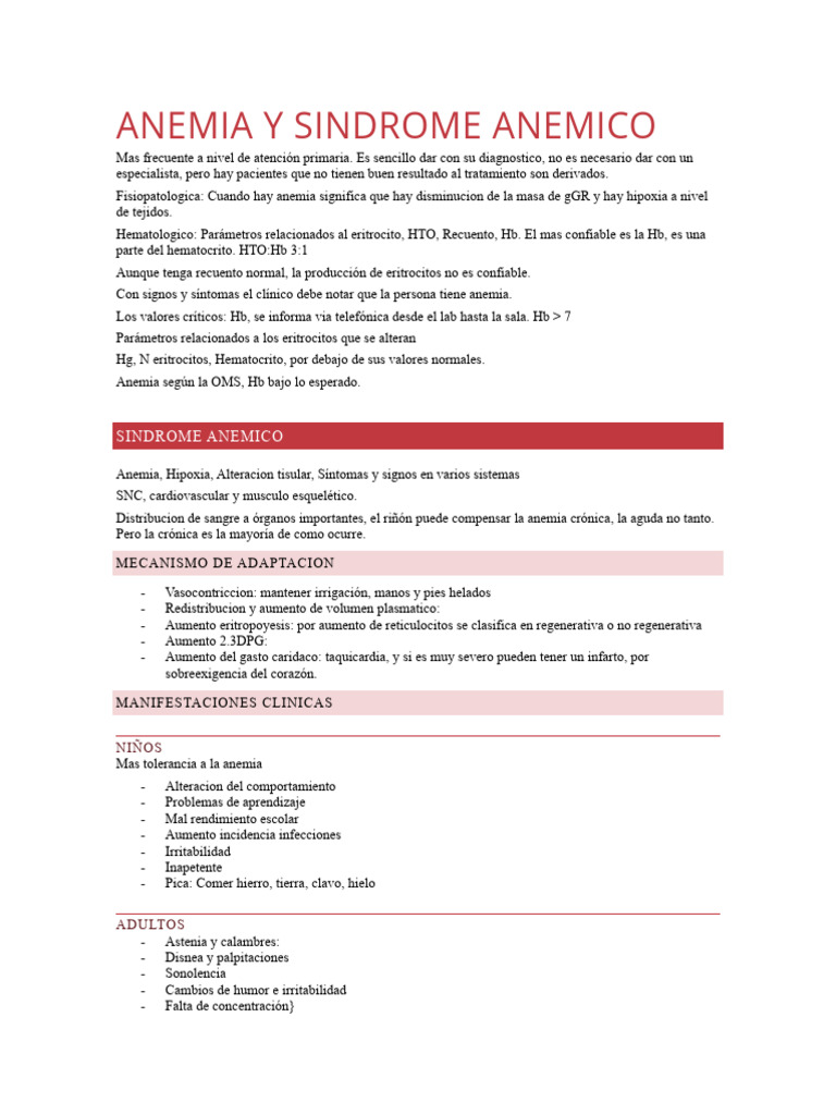 Anemia: Diagnóstico y Clasificación Clínica | PDF | Anemia | Medicina ...