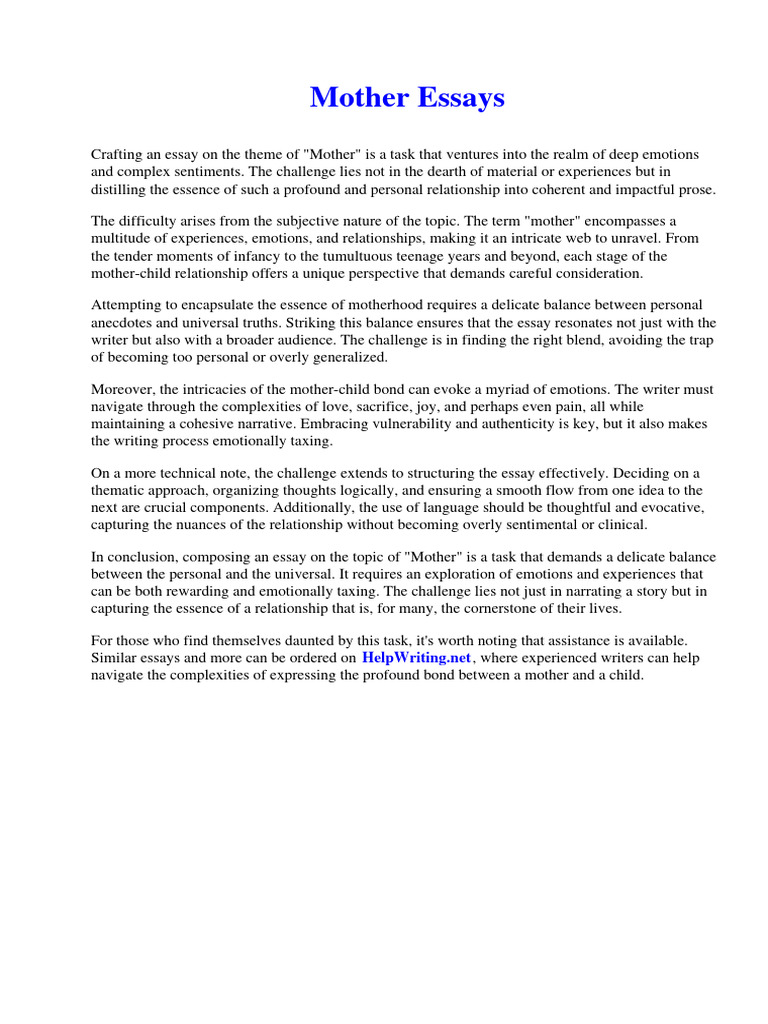 Mother Essays | PDF | Othello | Desdemona