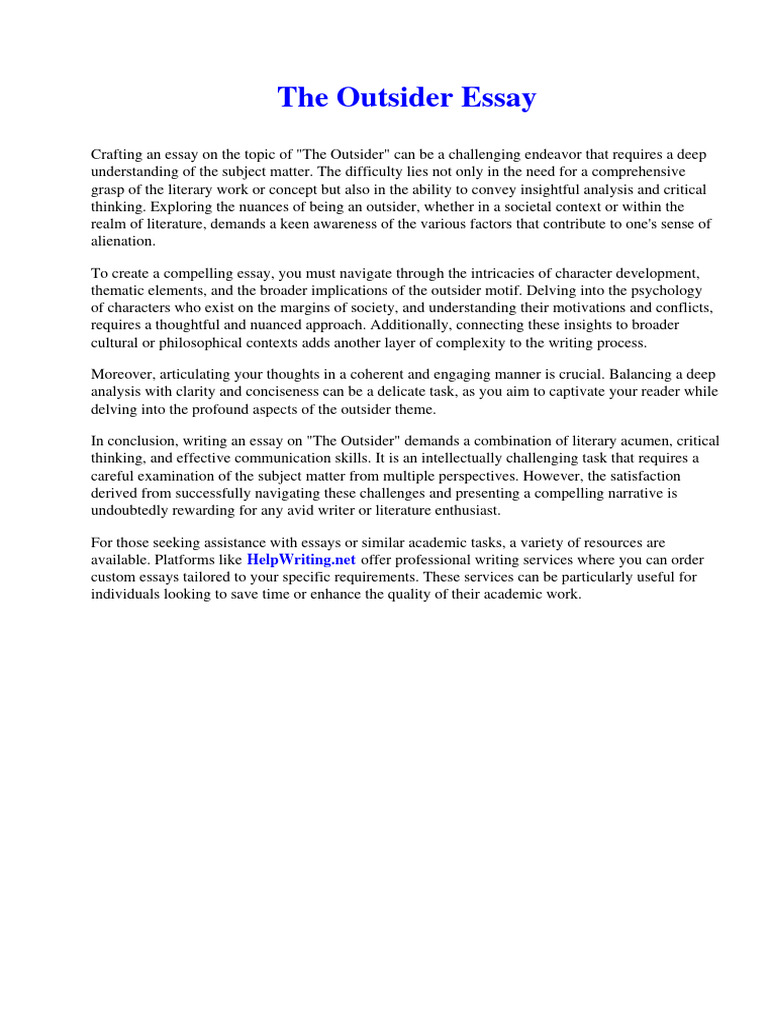 The Outsider Essay | PDF | Essays | Thought