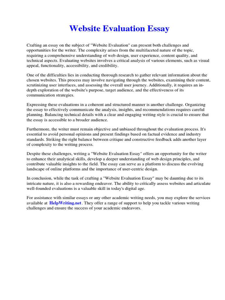 Website Evaluation Essay | PDF | Essays | Web Design
