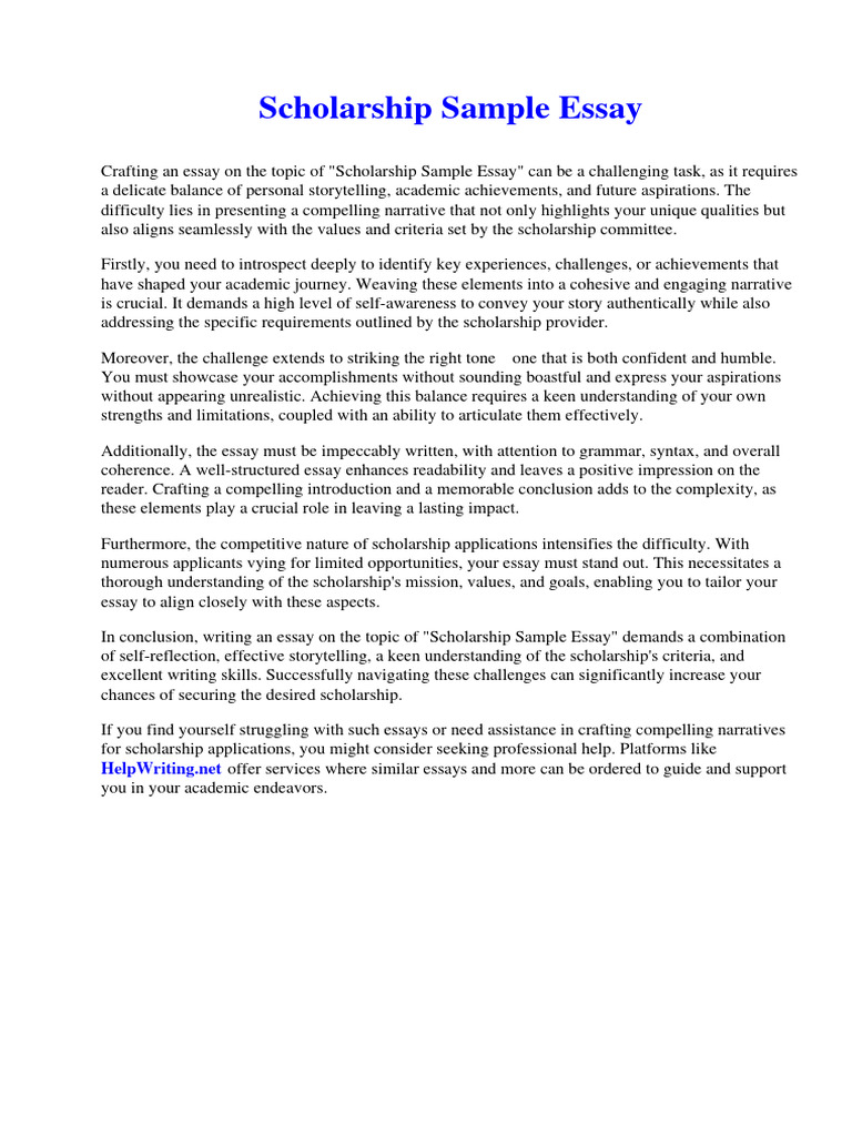 Scholarship Sample Essay | PDF | Validity (Statistics) | Army