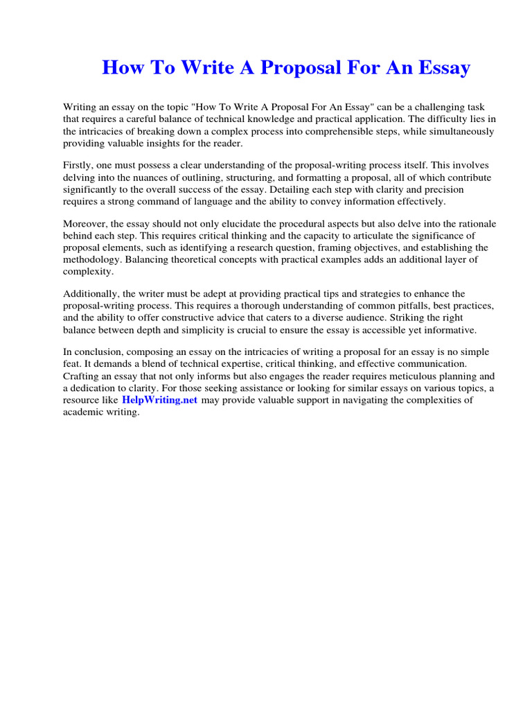 How To Write A Proposal For An Essay | PDF | Kinase | Chloride