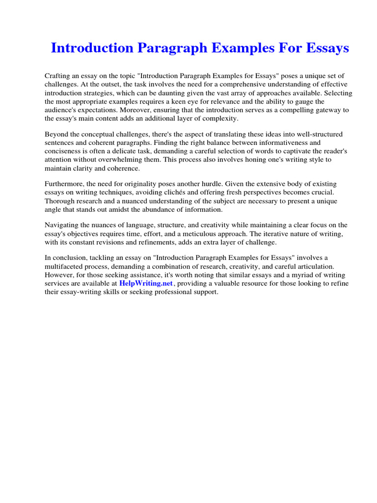 Introduction Paragraph Examples For Essays | PDF | Fog | Meteorology