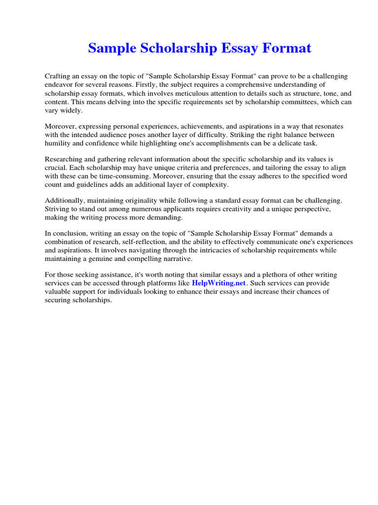 Sample Scholarship Essay Format | Download Free PDF | Toyota | Essays