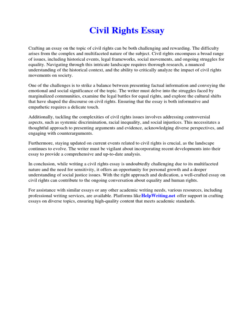 Civil Rights Essay | PDF | Overview Of Gun Laws By Nation | Justice