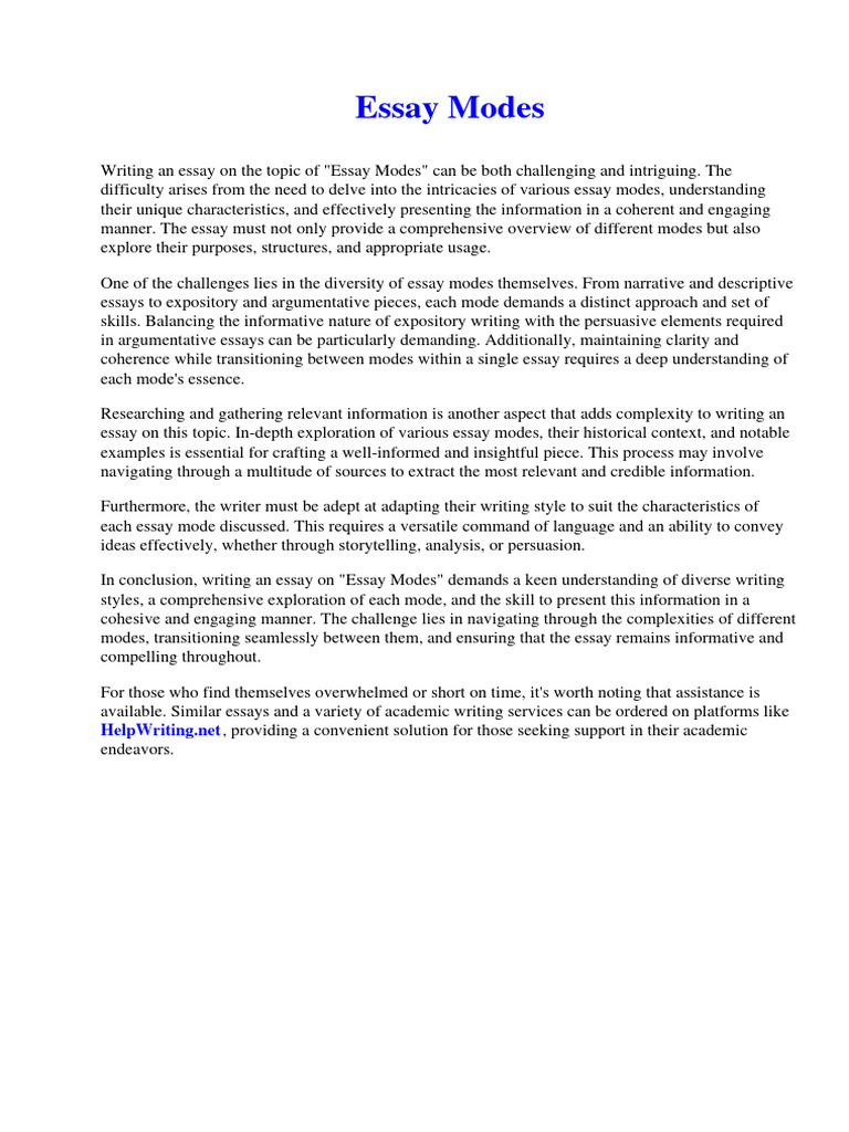 Essay Modes | Download Free PDF | Essays | Leadership
