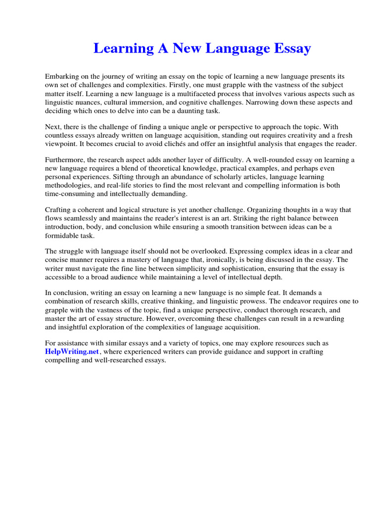 Learning A New Language Essay | PDF | Bacteria | Essays