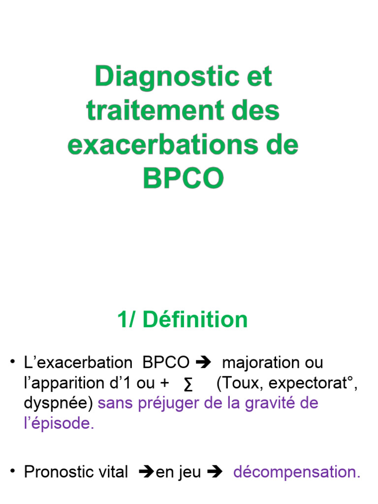Diagnostic Et Traitement Des Exacerbations de Bpco - Externe | PDF ...