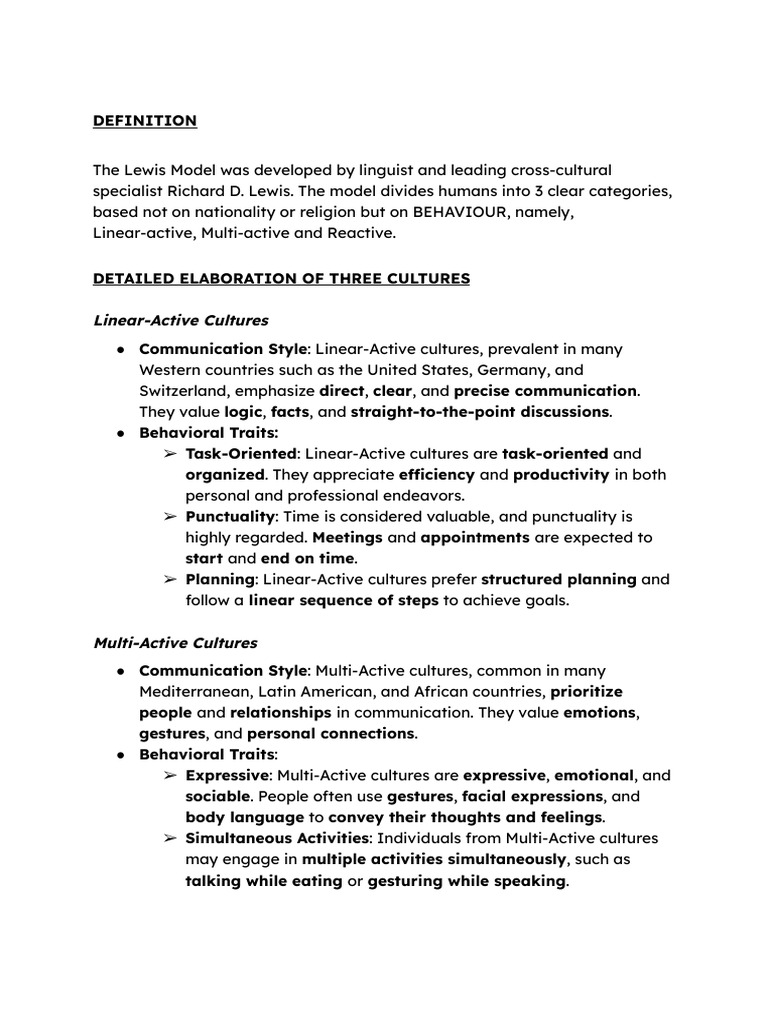 THE LEWIS MODEL | PDF | Communication | Leadership