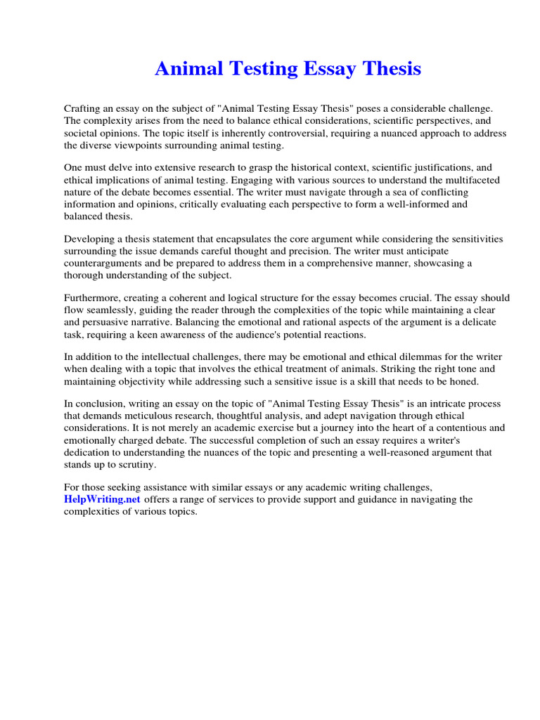 Animal Testing Essay Thesis | PDF | Essays | Internet