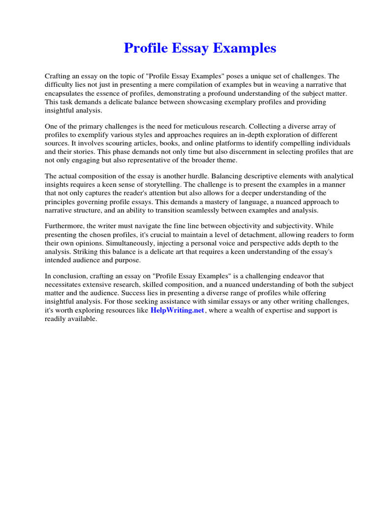Profile Essay Examples | PDF | Capital Structure | Essays