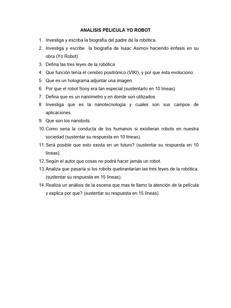 Analisis Pelicula Yo Robot | PDF
