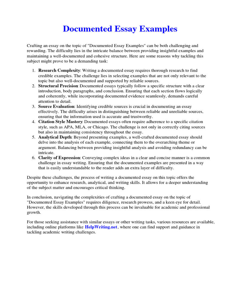 Documented Essay Examples | Download Free PDF | Essays | Citation