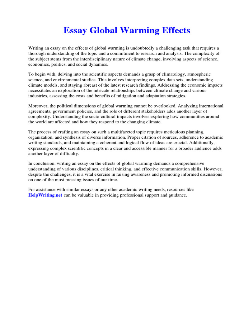 Essay Global Warming Effects | PDF | Osmosis | Strange Case Of Dr ...