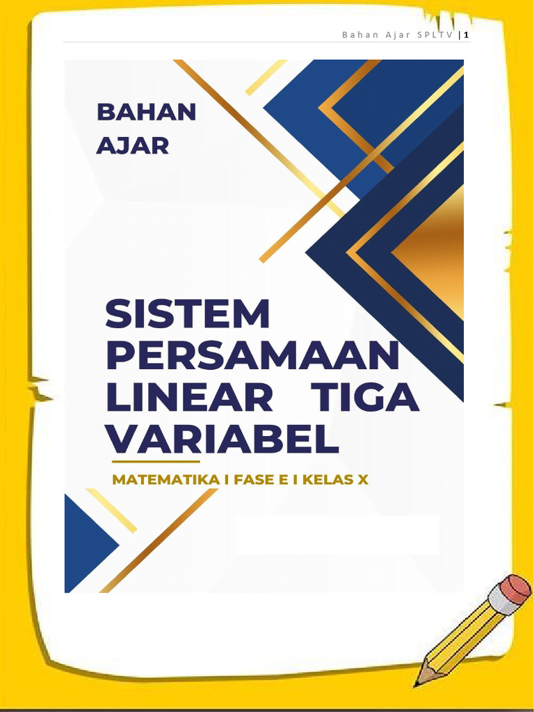 Bahan Ajar Sistem Persamaan Linear Tiga Variabel | PDF