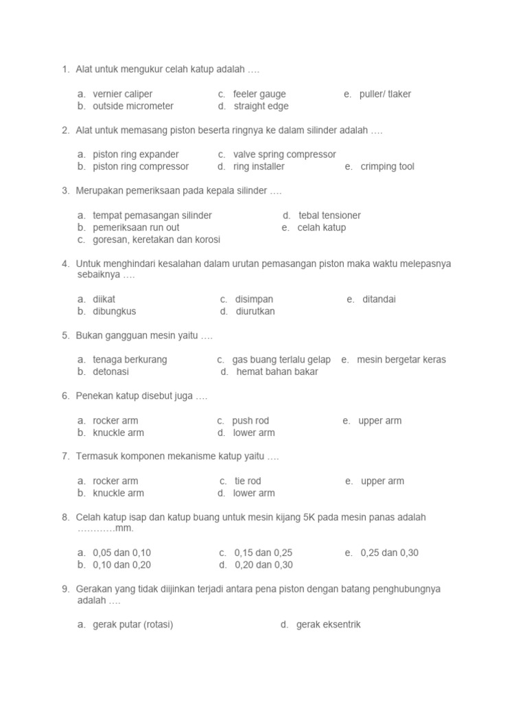 Soal Mekanisme Katub | PDF