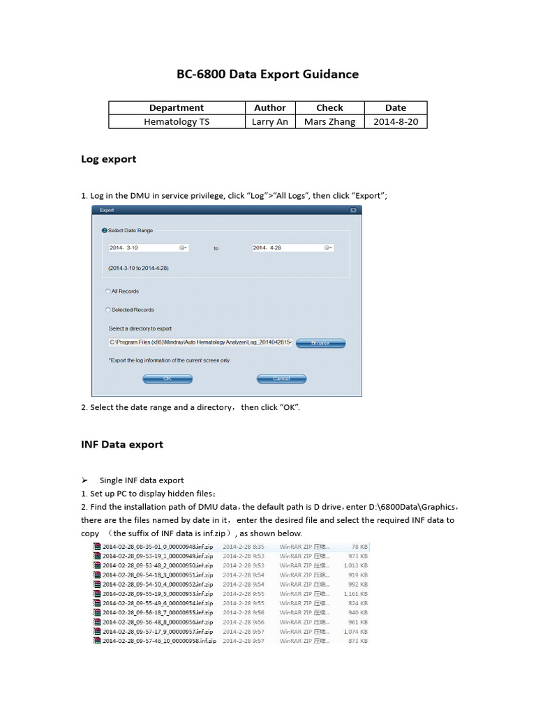 BC-6800 - Data Export Guidance - V1.0 - EN | PDF