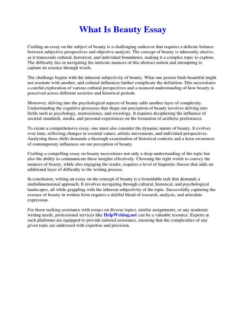 What Is Beauty Essay | PDF | Beauty | Molecular Phylogenetics