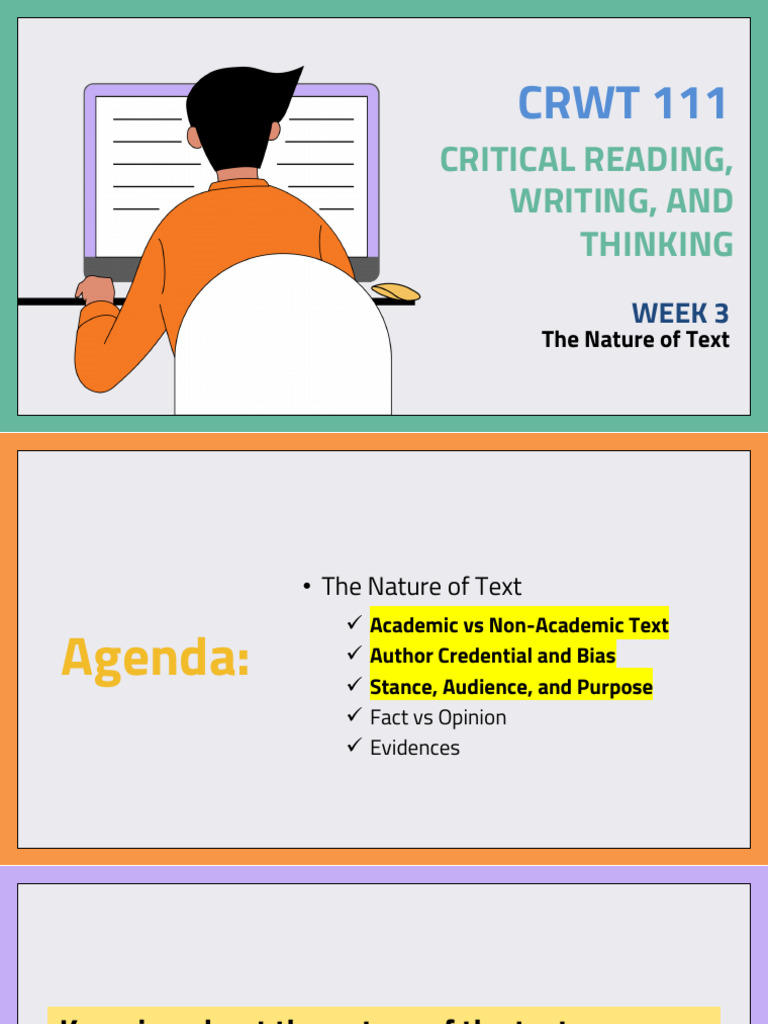 CRWT111 - Week 3 | PDF | Bias | Editing