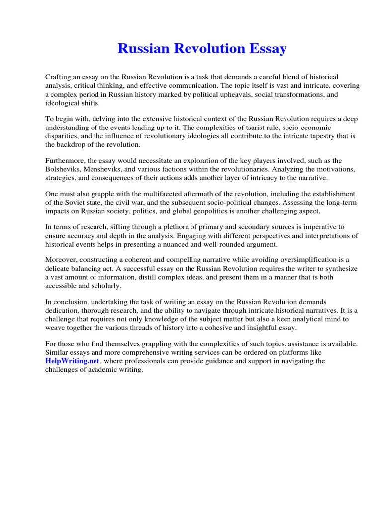 Russian Revolution Essay | PDF | Deforestation