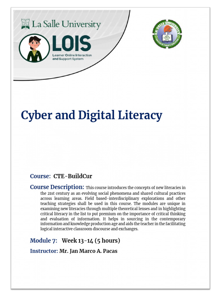 Cyber and Digital Literacy Overview | PDF | Literacy | Learning