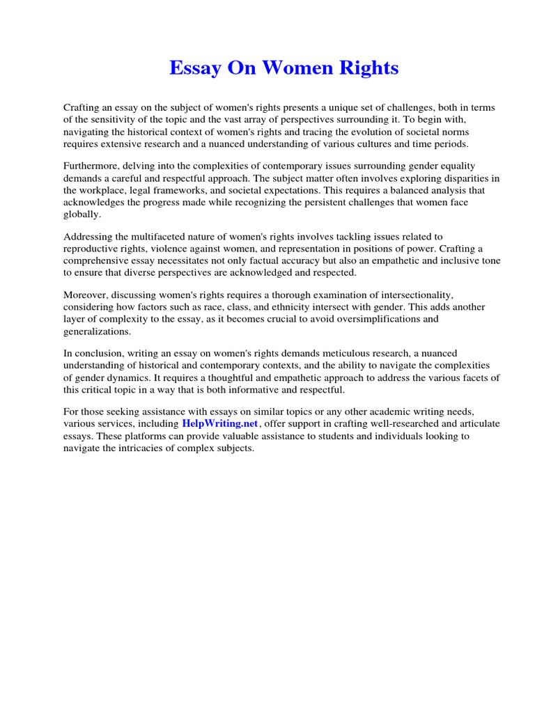 Essay On Women Rights | PDF | Green Revolution | Informed Consent