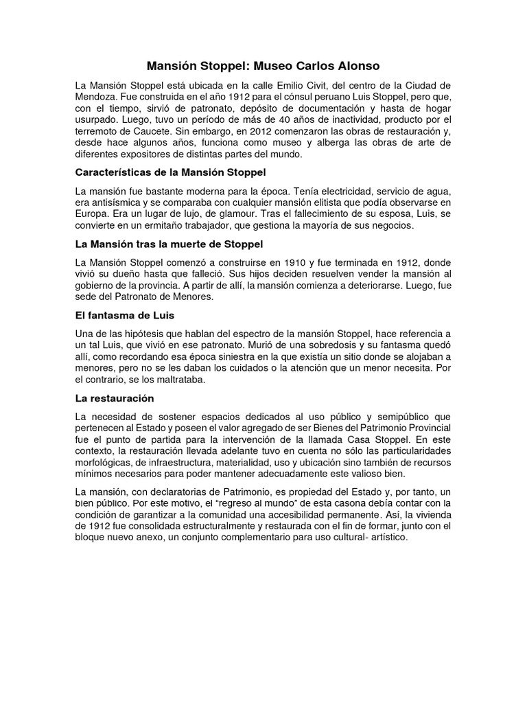 Mansión Stoppel: Historia y Museo | PDF | Museo