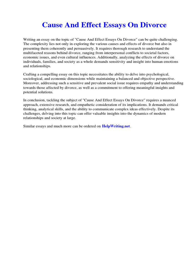 Cause and Effect Essays On Divorce | PDF | Space | Time
