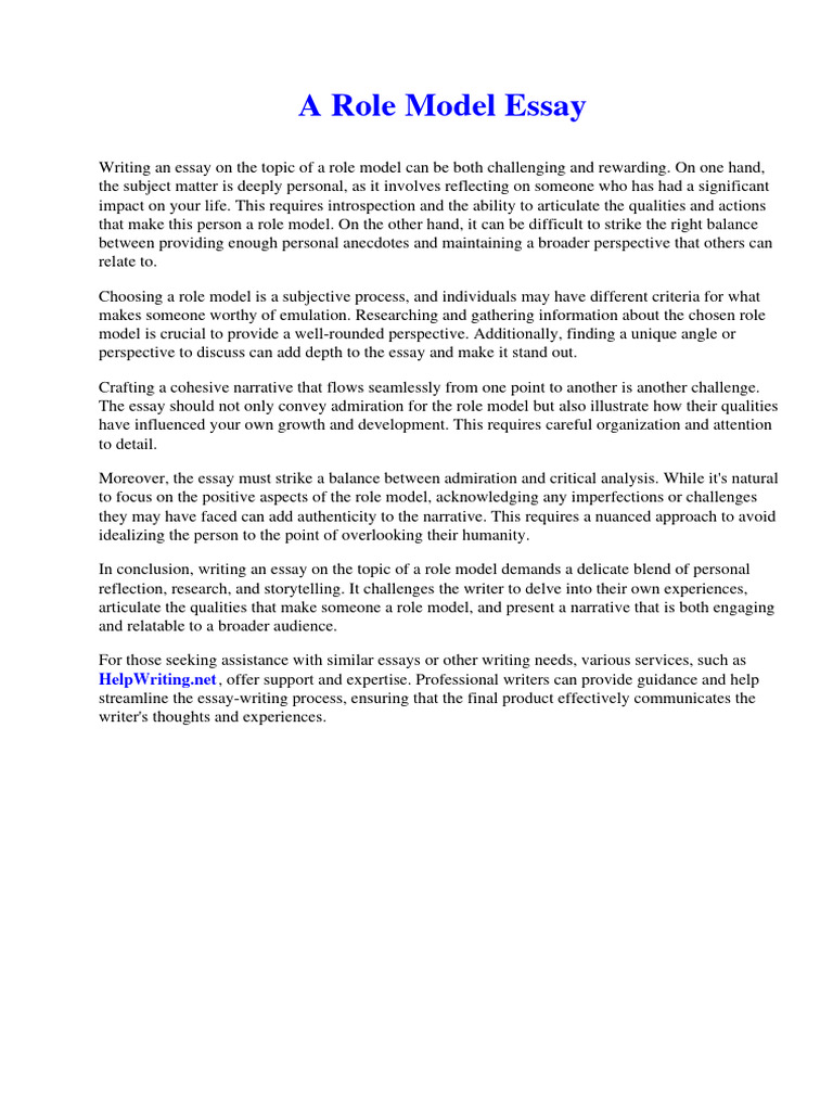 A Role Model Essay | PDF | Narrative | Essays