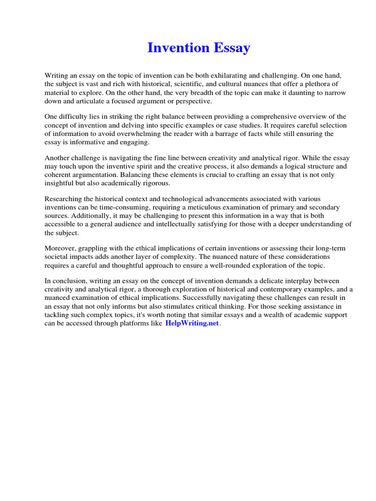 Invention Essay | PDF | Essays | Creativity