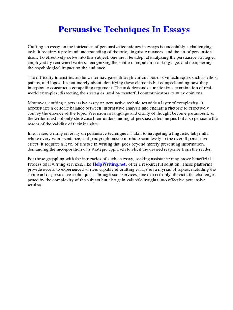 Persuasive Techniques in Essays | PDF | Persuasion | Methodology