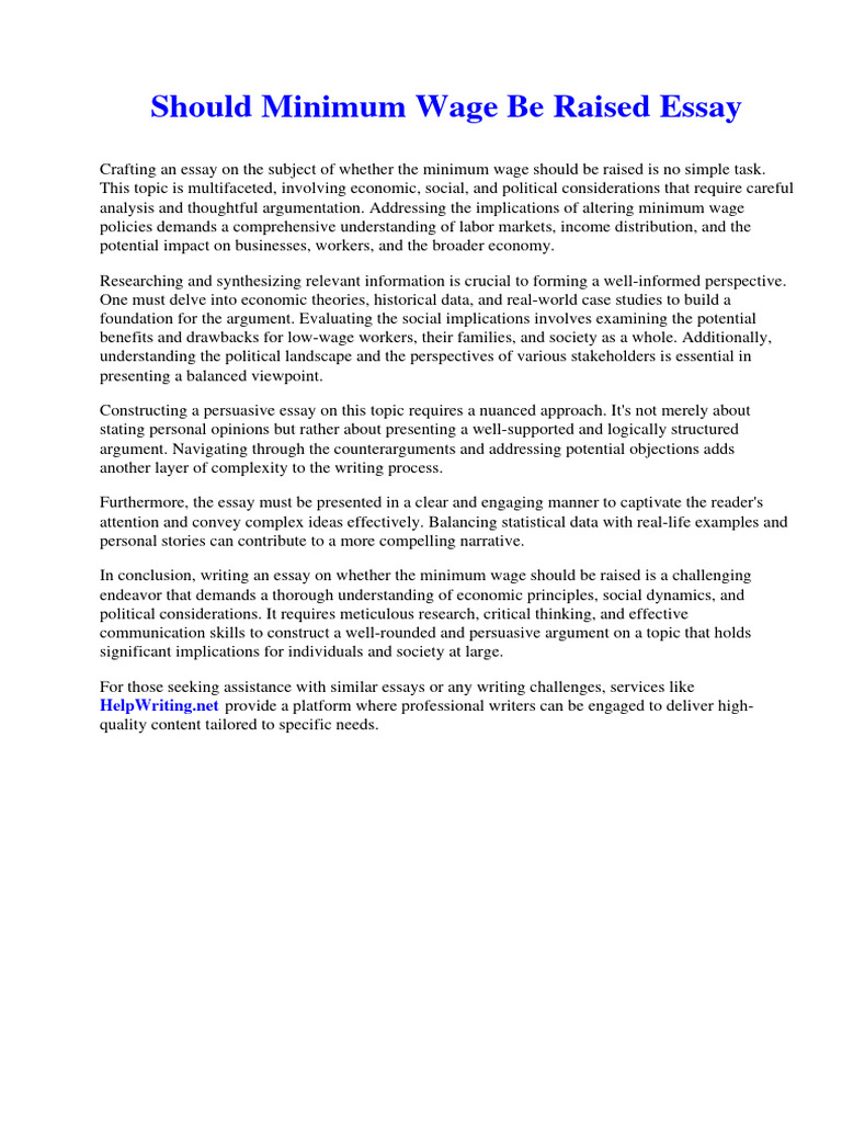 Should Minimum Wage Be Raised Essay | PDF | Hajj